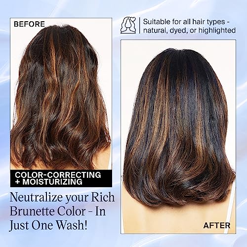 Eva NYC Brass to Sass Brunette Shampoo, Toning Blue Shampoo for Brunettes, Neutralizes Brassy Red and Orange Tones, Blue Shampoo for Color Treated Hair, 8.8 fl oz