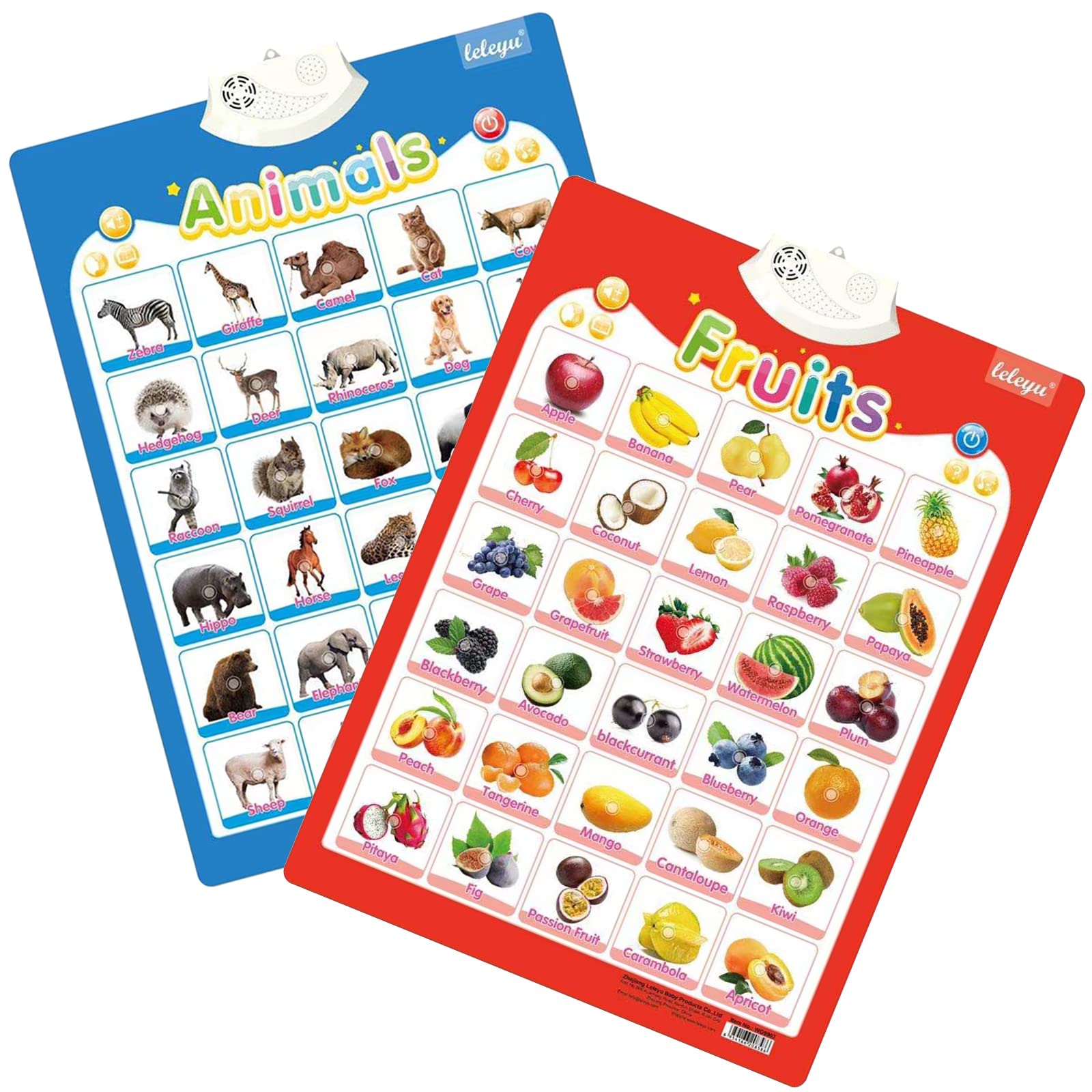 6Pcs Electronic Interactive Alphabet Wall Chart for Kids, ABC Learning for Toddlers,Learning Toys for Toddlers, Talking ABC,123s,Animal,Fruits,Vehicles & Vegetables Poster,Preschool Gifts for Kids