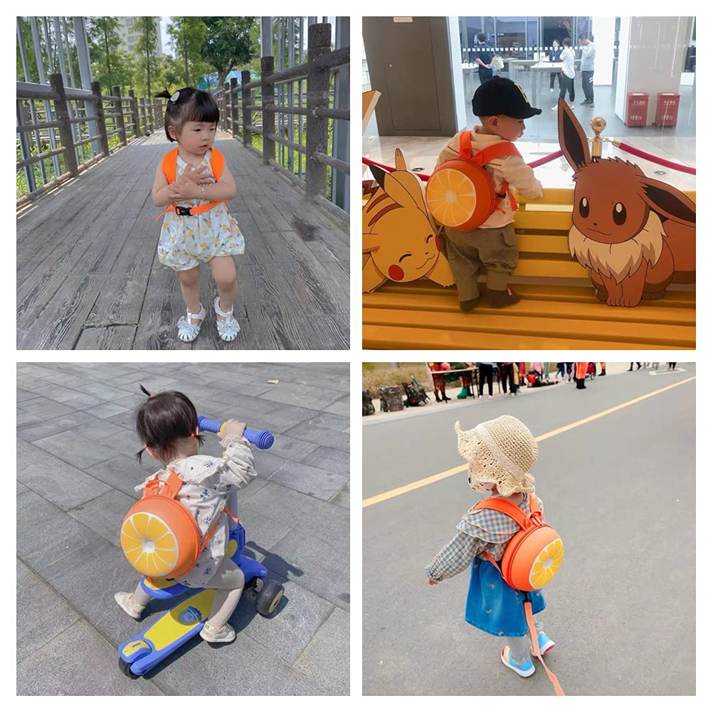 Kids happy Toddler Backpack with Leash,Child Safety Harness Backpack,Kids Backpack Harness Leash,Toddler Waterproof Backpack with Leash, Fruit Pattern,for Age 1-10 Years (Orange), 9x9x4 inch (LT010)