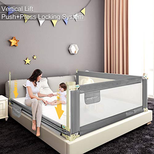 Mingfuxin Bed Rails for Toddlers,Upgraded Baby Safety Bed Rail Guard Vertical Lifting Bed Guardrail Extra Long Folding Rails with Dual Lock for Full-Size Queen & King Mattress(78" for one Side)