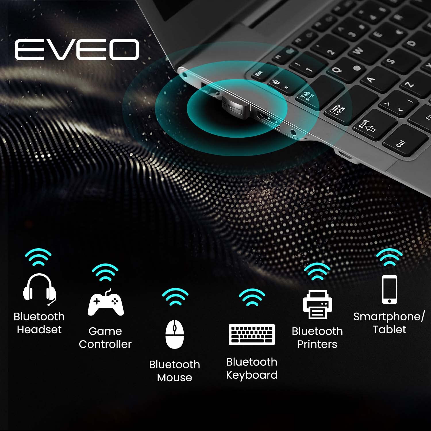 EVEO Bluetooth Adapter for PC - Plug & Play 5.1 USB Bluetooth Adapter for PC for Windows 11/10 | Bluetooth Dongle for PC for Keyboard/Mouse/Headphone/Speaker/Printer - Nano Design Bluetooth PC Adapter