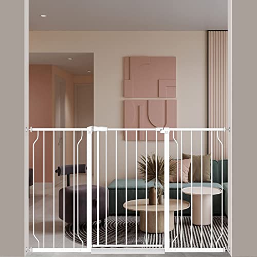 Extra Tall Wide Baby Gate Walk Through, Stand 38" Tall, 57.4-62.2 Inch Pressure Mounted No Drill Dog/Puppy/Pet Long Large Gates - Safety gate for The House doorways and stairways