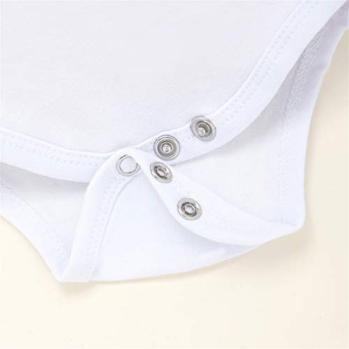 CETEPY Baby Boy Clothes Newborn Romper Infant Summer Outfits Short Sleeve + Long Pants + Hat 3Pcs Set New to The Crew Letter Printed White 0-3 Months 70cm