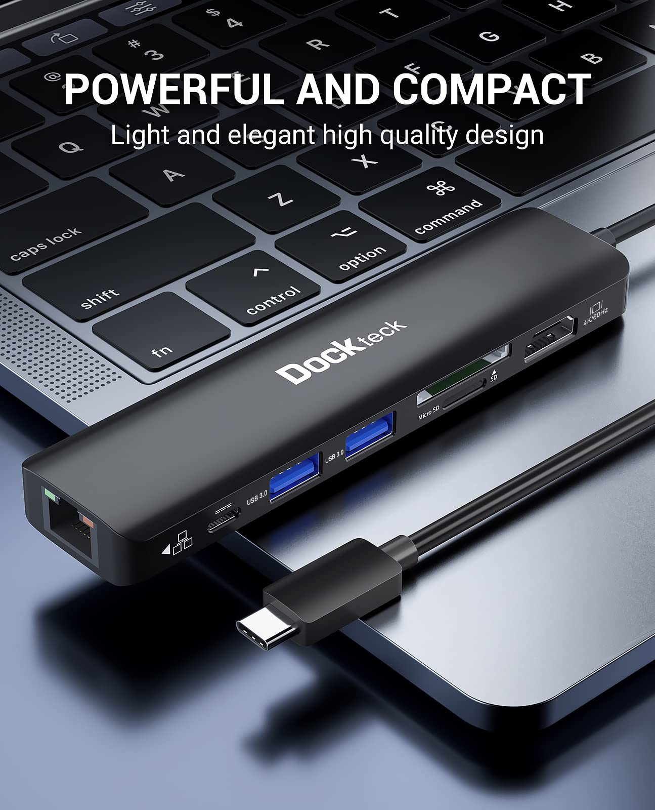 USB C Hub 4K 60Hz, Dockteck 7-in-1 USB C PD Ethernet Hub Dongle with 4K 60Hz HDMI, 1Gbps Ethernet, 100W PD, 2 USB 3.0, SD/Micro SD for MacBook Air/Pro M1 2020, iPad Pro 2021, iPad Mini 6 and More