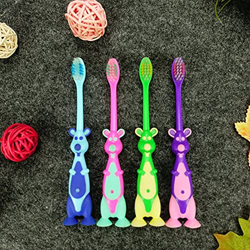 Kiminors, dobrygalpe 4 Pcs Cartoon Kangaroo Small Head Children Toothbrush With Extra Soft Bristles,Colorful, 40 x 100 x 80 MM