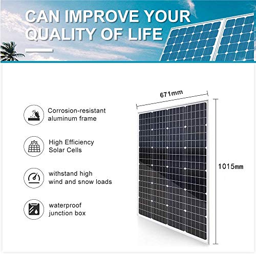 120 Watt Monocrystalline 12V Solar Panel High Efficiency Mono Module RV Marine Boat Off Grid (1pc(120W))
