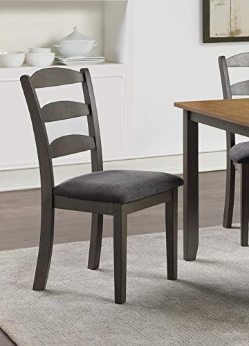 OSP Home Furnishings West Lake Dining Table Set, 5-Piece, Antique Finish Natural Top and Grey Base with Charcoal Fabric