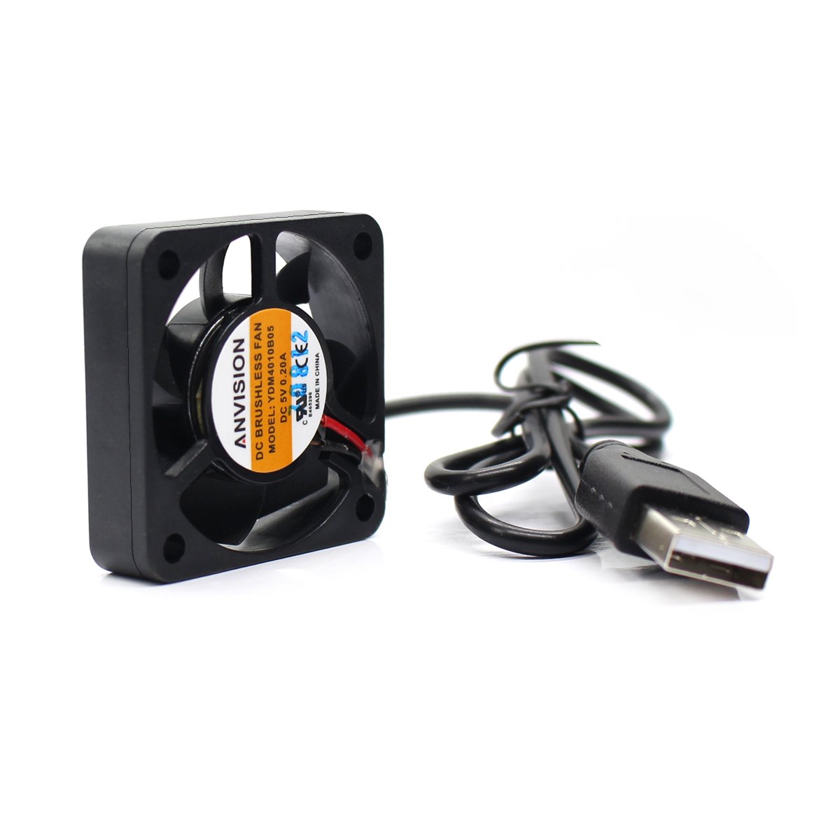 ANVISION 40mm x 10mm DC 5V USB Brushless Cooling Fan, Dual Ball Bearing, YDM4010B05
