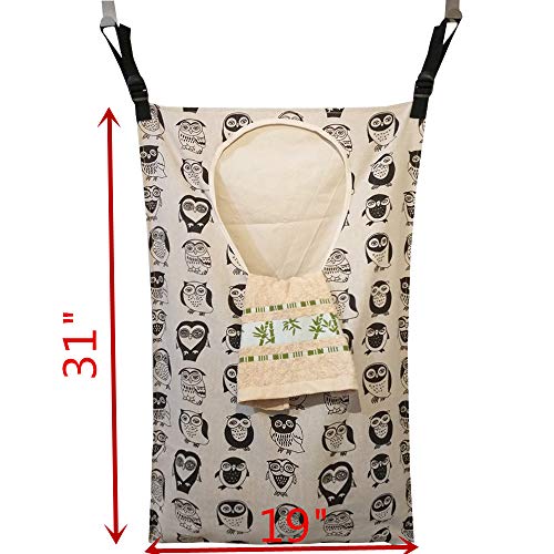 Amlrt Adjustable Door-Hanging Laundry Hamper with Stainless Steel Hooks
