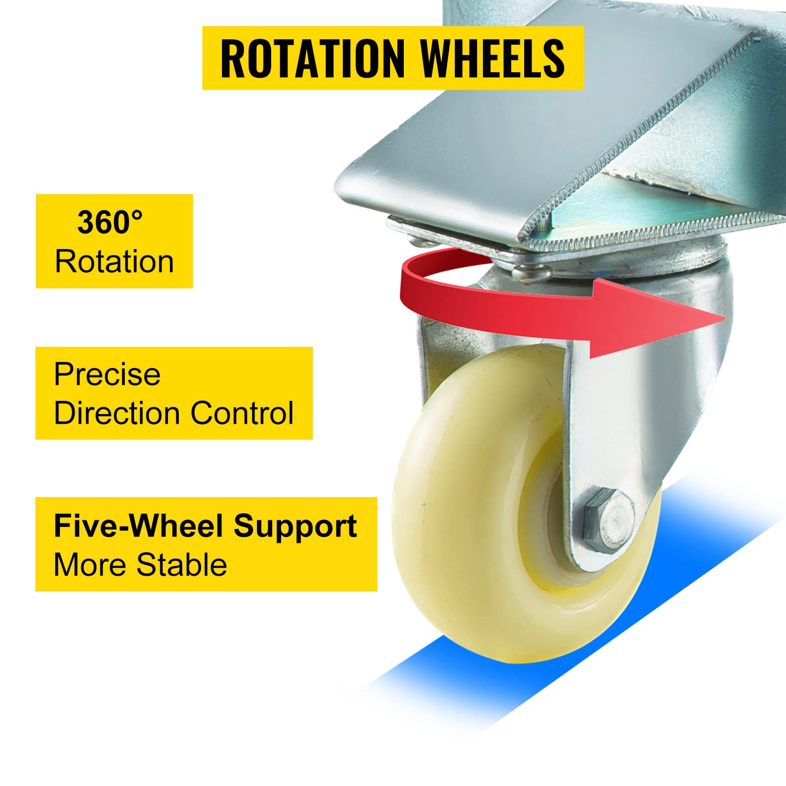 BestEquip Heavy Duty Drum Dolly 5 Swivel Caster Wheel 55 Gallon Steel Frame Non Tipping with Brake