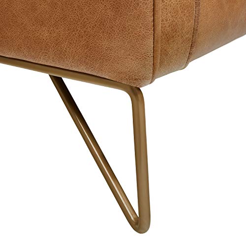 Amazon Brand – Rivet Brooke Contemporary Mid-Century Modern Tufted Leather Sofa Couch, 82"W, Cognac