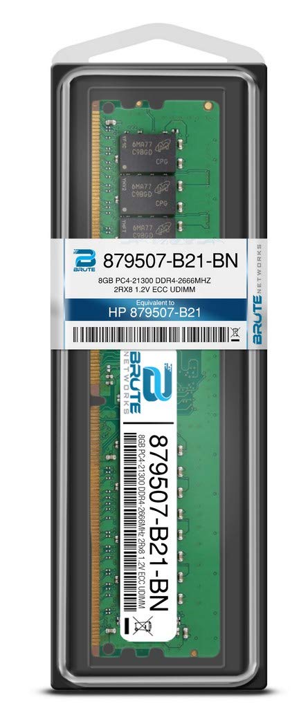 Brute Networks 879507-B21-BN - 16GB DDR4-2666MHz 2Rx8 ECC UDIMM (Compatible with OEM PN# 879507-B21)