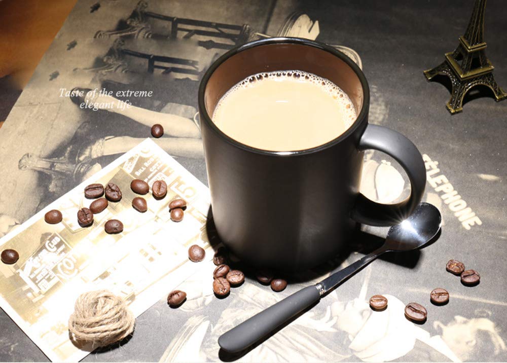 11 oz Matte Black Porcelain Coffee Mug, Smilatte Classic Ceramic Cup with Hanlde for Latte Cappuccino Tea, Matt Black