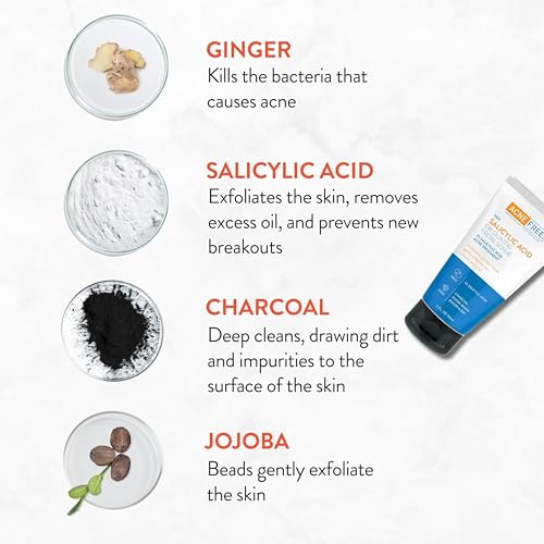 AcneFree Blackhead Removing Exfoliating Face Scrub with 2% Salicylic Acid and Charcoal Jojoba, 5 Ounce - Pack of 2