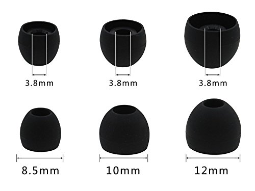 ALXCD Ear Gel for LG Tone Active+ HBS-A100 Stereo Headset, S/M/L 3 Sizes 6 Pairs Soft Silicone Replacement Earbud Tip, Fit for LG HBSA100 HBS-A100 LG Tone Active+ [6 Pair](Black)