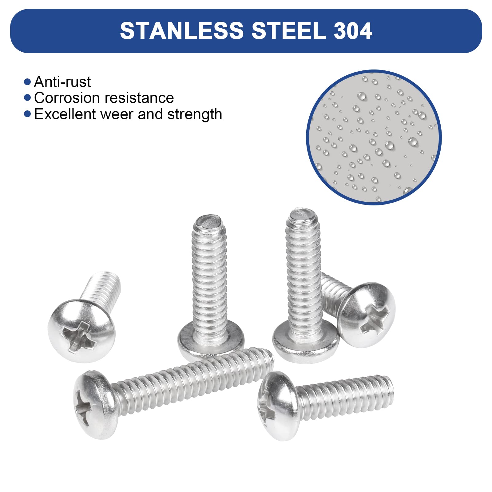 1200PCS Machine Screw Assortment Kit, JROUTH Phillips Pan Head #4-40#6-32#8-32#10-24 Assorted Nuts Bolts and Flat Washers Set, 304 Stainless Steel Hardware Assortment with Storage Case