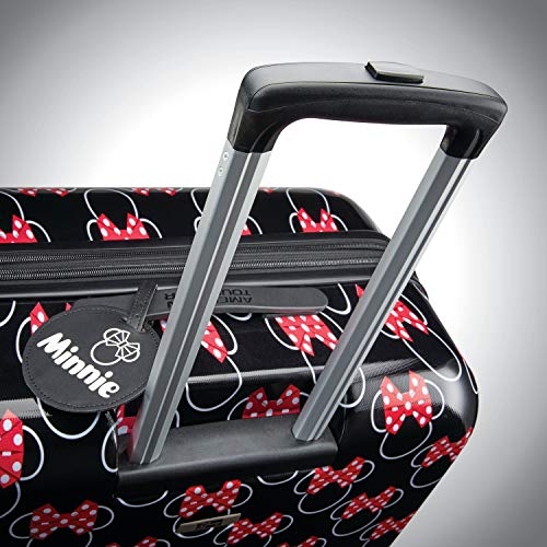 American Tourister Disney Hardside Luggage with Spinner Wheels, Black,White,Red/Minnie Mouse Head Bow, Carry-On 21-Inch