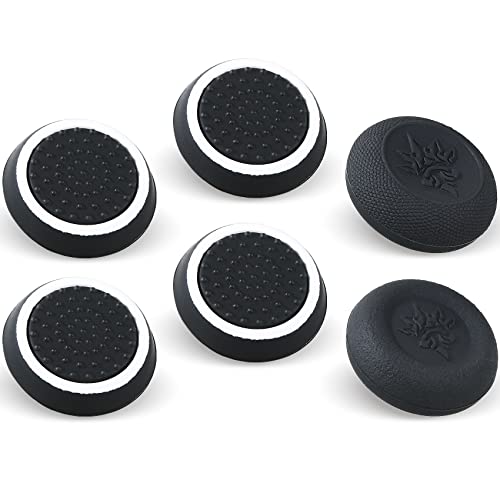9CDeer Performance Joystick Analog Stick Thumb Grips Set of 6 Compatible with PS5, PS4, Xbox Series X/S Xbox One, Switch Pro Controller Black & White