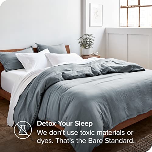 Bare Home Sandwashed Duvet Cover Queen Size - Premium 1800 Collection Duvet Set - Cooling Duvet Cover - Super Soft Duvet Covers (Queen, Sandwashed Dusty Blue)