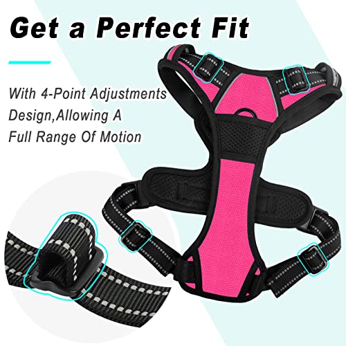 BARKBAY No Pull Pet Harness Dog Harness Adjustable Outdoor Pet Vest 3M Reflective Oxford Material Vest for PINK Dogs Easy Control for Small Medium Large Dogs (L)