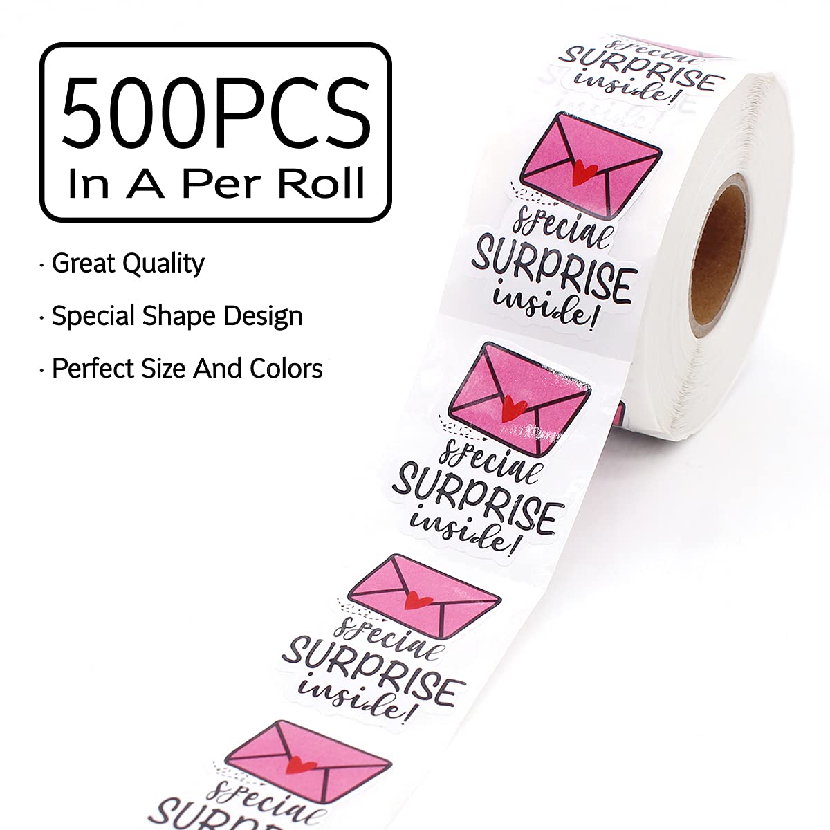 Wailozco 1.5'' Special Surprise Inside Stickers,Thank You Stickers,Handmade Stickers,Business Stickers,Envelopes Stickers for Online Retailers,Handmade Goods,Small Business,500 Labels Per Roll