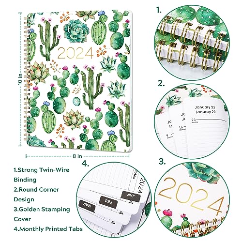 2024 Planner - Planner 2024, Jan.2024 - Dec.2024, 2024 Planner Weekly and Monthly with Tabs, 8" x 10", Flexible Cover, Thick Paper, Twin-Wire Binding, Perfect Daily Organizer