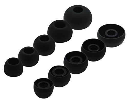 ALXCD Ear Tips Compatible with Galaxy SM-R140 Headphones, XS/S/M/L/XL 5 Sizes 5 Pairs Silicone Replacement Earbuds Tips, Fit for SM-R140, 5 Pairs, Black