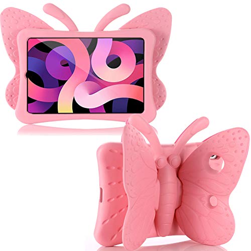 Hllhunkhe Compatible with iPad Air 4 10.9" Case 2020/iPad Pro 11" 2020 Case for Kids, 3D Cartoon Butterfly Non-Toxic EVA Light Weight Shockproof Case with Kickstand (Pink)