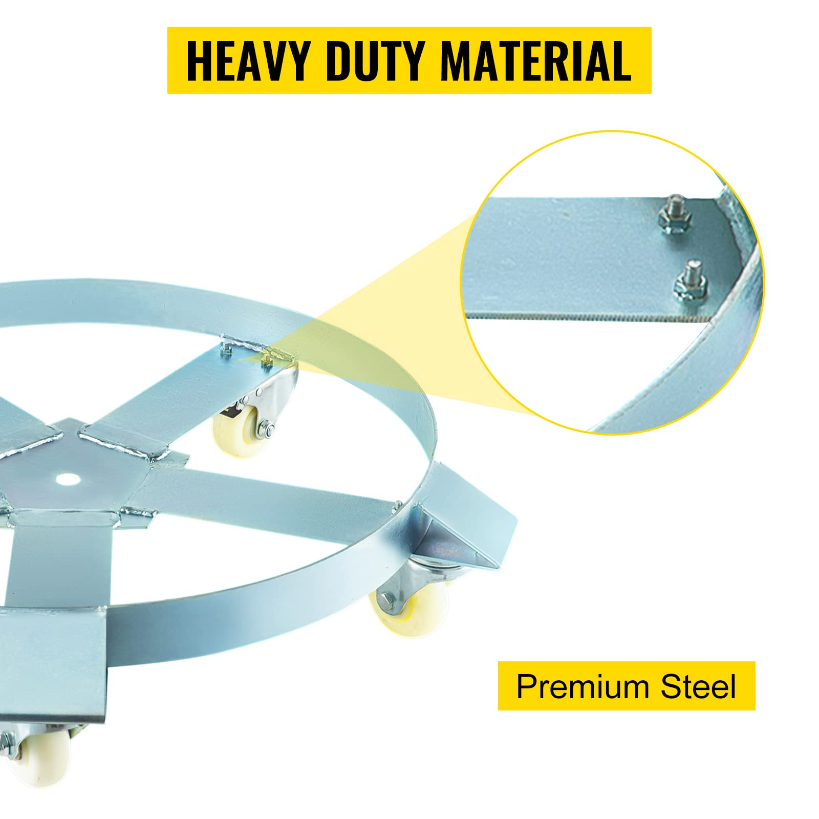 BestEquip Heavy Duty Drum Dolly 5 Swivel Caster Wheel 55 Gallon Steel Frame Non Tipping with Brake