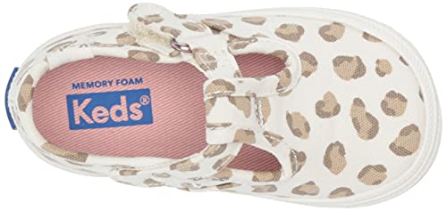 Keds baby girls Champion Lace Toe Cap T-strap Sneaker, Snow Leopard, 3 Infant US