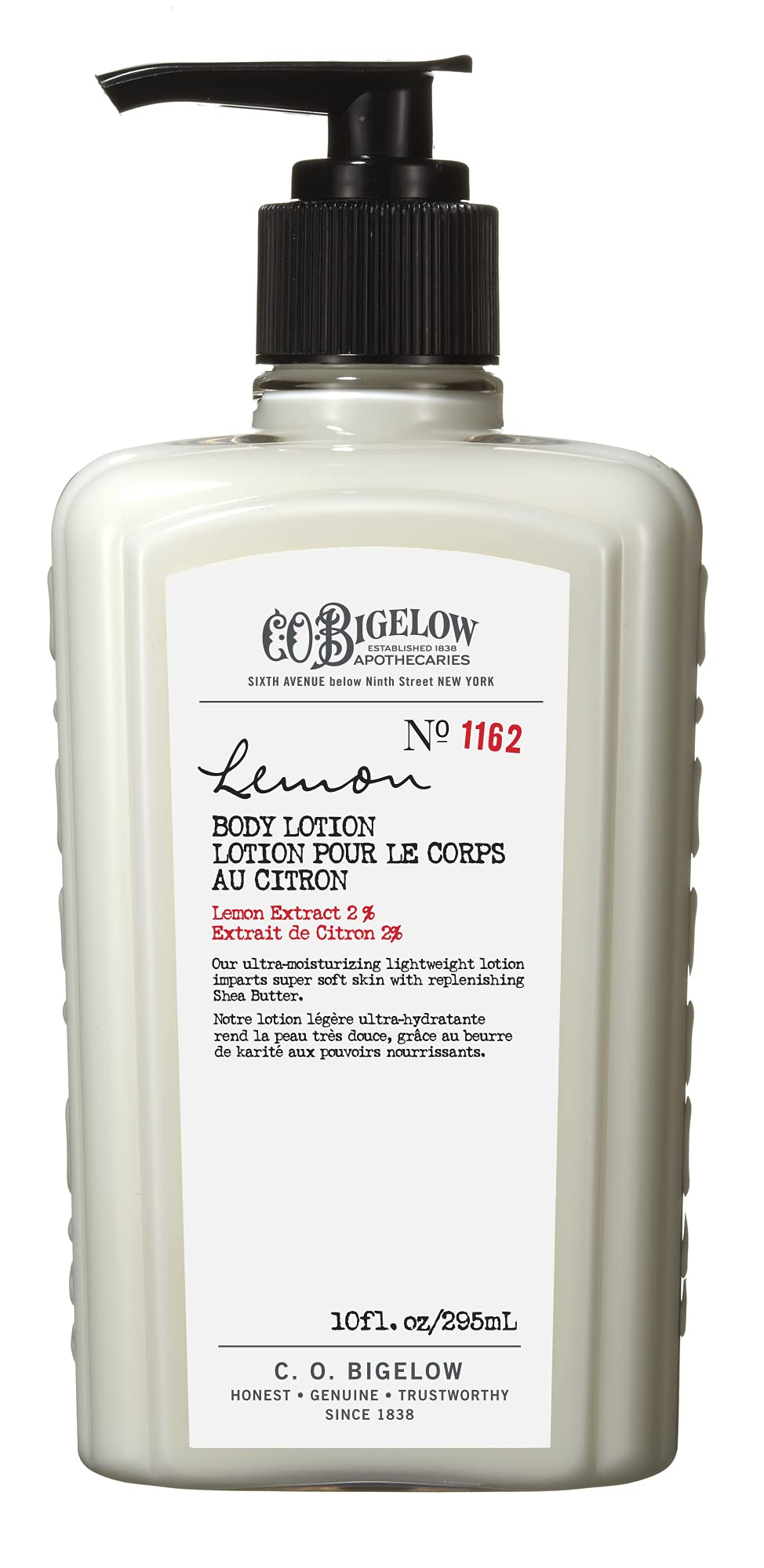 C.O. Bigelow Lemon Body Lotion No. 1162, Moisturizing Lotion for Dry Skin, Hands & Body with Shea Butter & Kuki Nut Oil, Lemon Scented, 10 fl oz