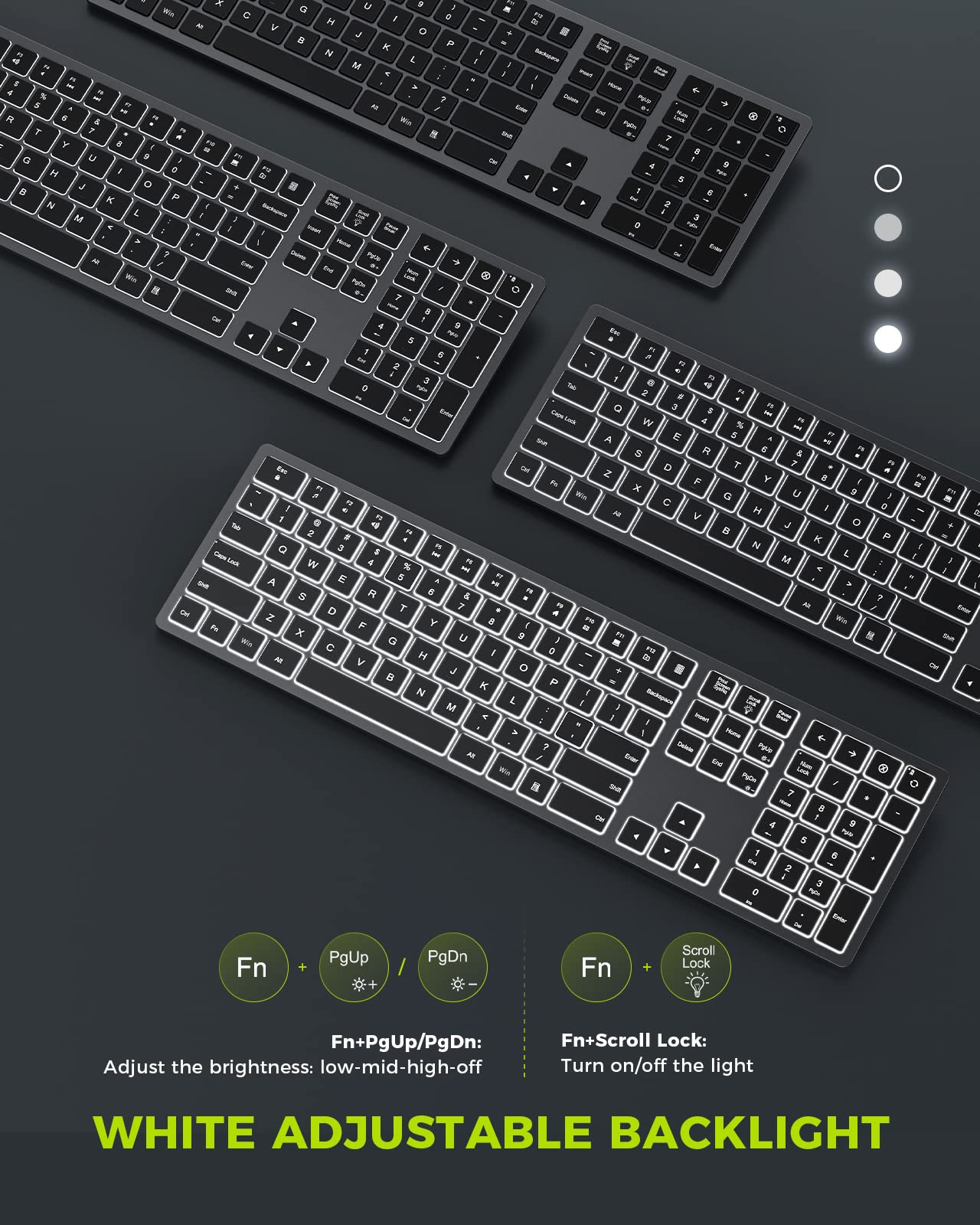 seenda Wireless Backlit Keyboard and Mouse Combo, 2.4G USB Silent Keyboard and Mouse Rechargeable Full-Size Ultra Slim Keyboard & Mouse Set for Windows PC Computer, Laptop, Desktop