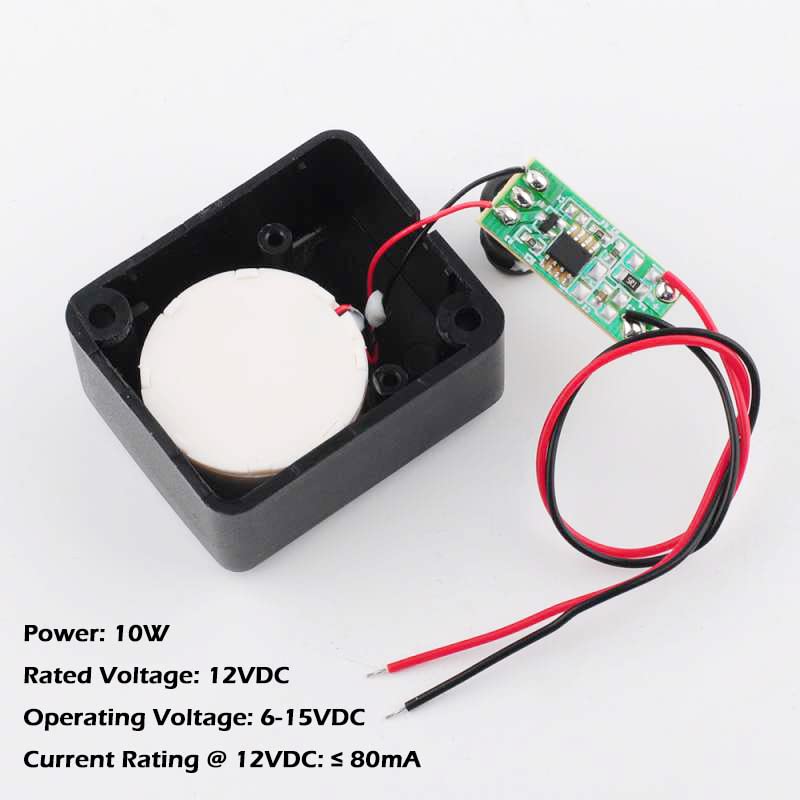 Wishiot 12V DC Black Mini Piezo Alarm Siren 110dB Insurance Safes Anti-Theft Alarm High-Decibel Buzzer for Car(Pack of 5)