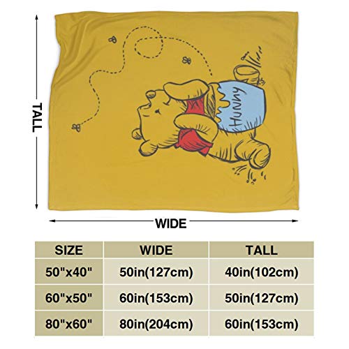 WEQDUJG Winnie Pooh Blanket Throws Bed Queen Size Ultra Soft Micro Fleece Warm Fluffy Couch Living Room Luxury Blankets 80 x 60 in