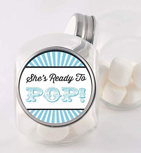 Blue Ready to Pop Baby Shower Stickers | 36 Matte Stickers | 2 Inches Round | Ready to Pop Baby Shower Labels