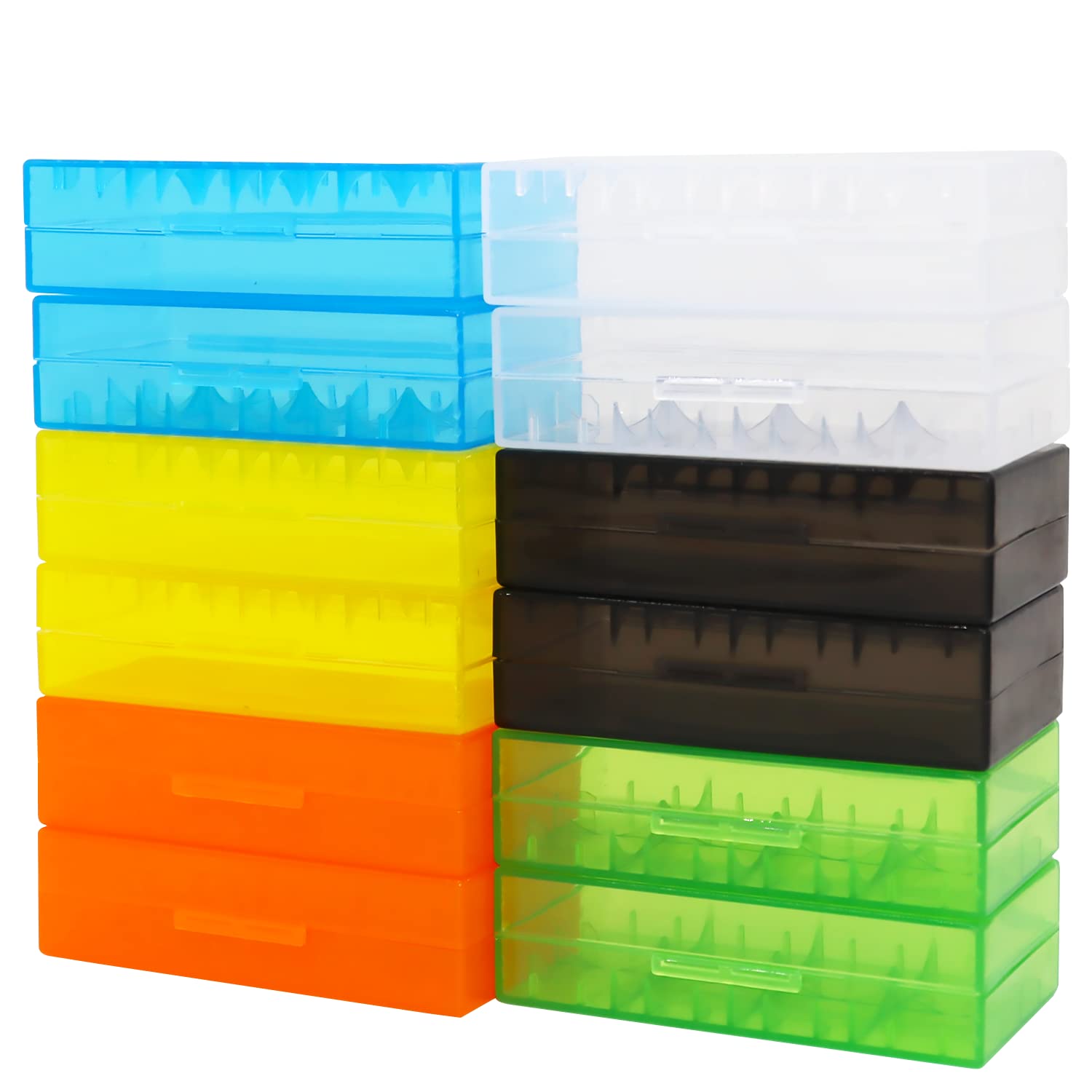 Big Trend -12 PCS Clear Colorful Battery Storage Case Holder Organizer for 18650, Battery Storage Case for 18650 or CR123A Battery