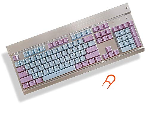 Better Livin 104 Doubleshot, ANSI Layout, OEM Profile, Cherry MX keycaps, Translucent Backlit Compatible Gaming Keyboard keycaps for 61/87/104 Keyboards (Purple-Blue)