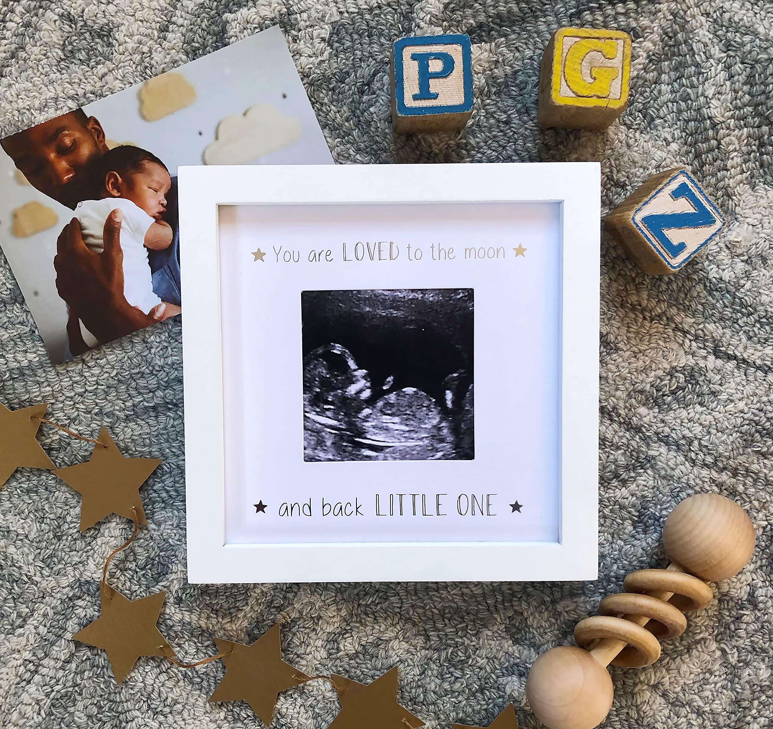 C.R Gibson BPSF-23934 Love You to The Moon and Back Baby Sonogram Picture Frame, 7'' W x 7'' H