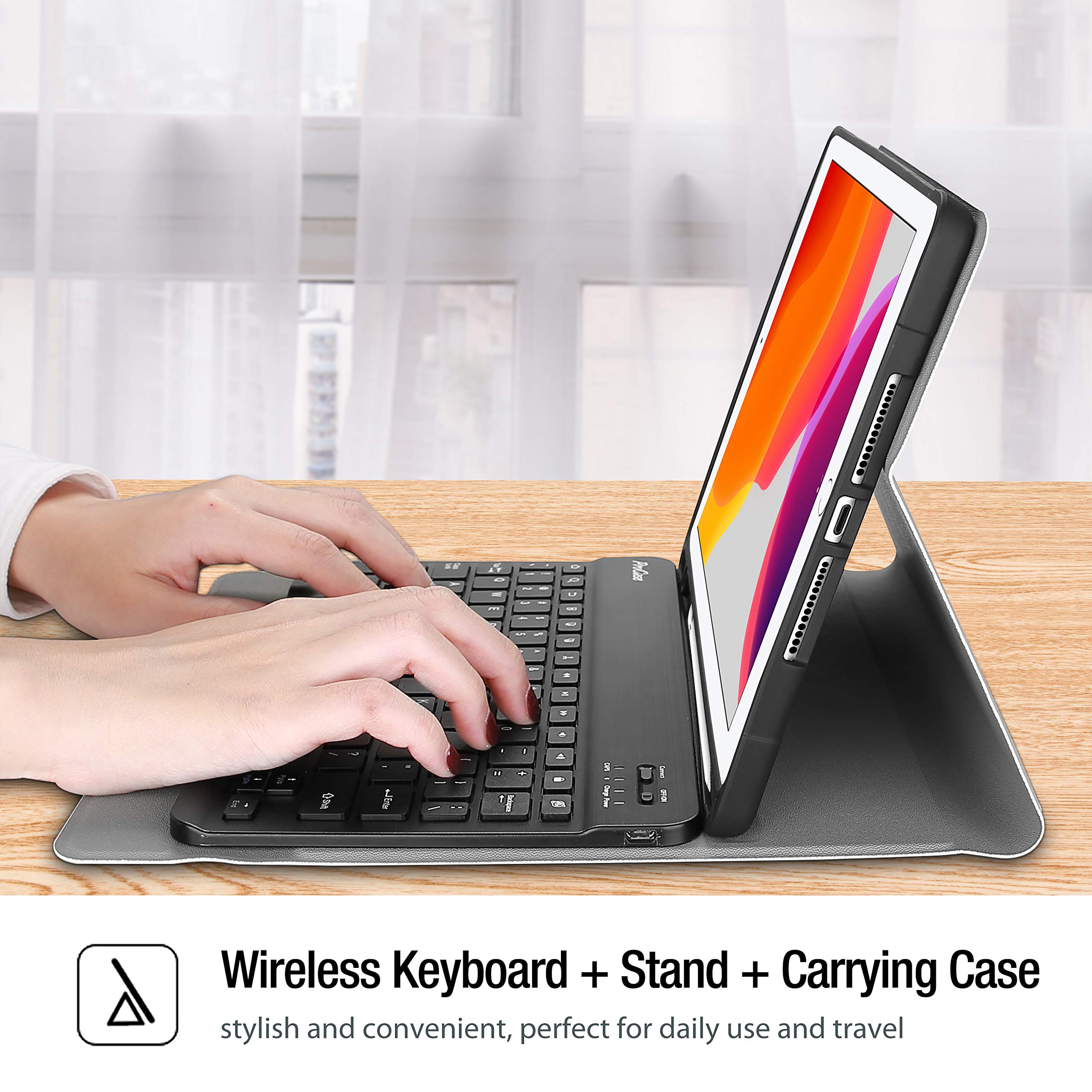 ProCase Keyboard Case for iPad 10.2 9th Gen 2021/ 8th Gen 2020/ 7th Gen 2019/ iPad Air 10.5" 2019 / iPad Pro 10.5 2017, Wireless Magnetically Detachable Keyboard Case, Auto Sleep/Wake -Black