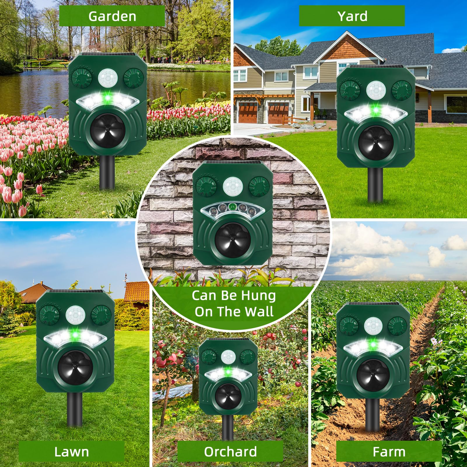 1Pcs Ultrasonic Animal Repellent Outdoor Solar Animal Repeller with Motion Sensor&LED Strobe Light Cat Repellent Outdoor Deer Repellent Devices Waterproof Dog Repellent Skunk Repellent for Yard Farm