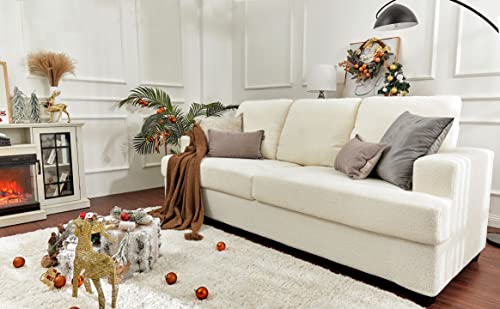 AMERLIFE Sofa, Deep Seat Sofa-Contemporary Bouclé Sofa Couch, 3 Seater for Living Room-Oversized Off-White Comfy Visit The Store 97in x 33in x 40in