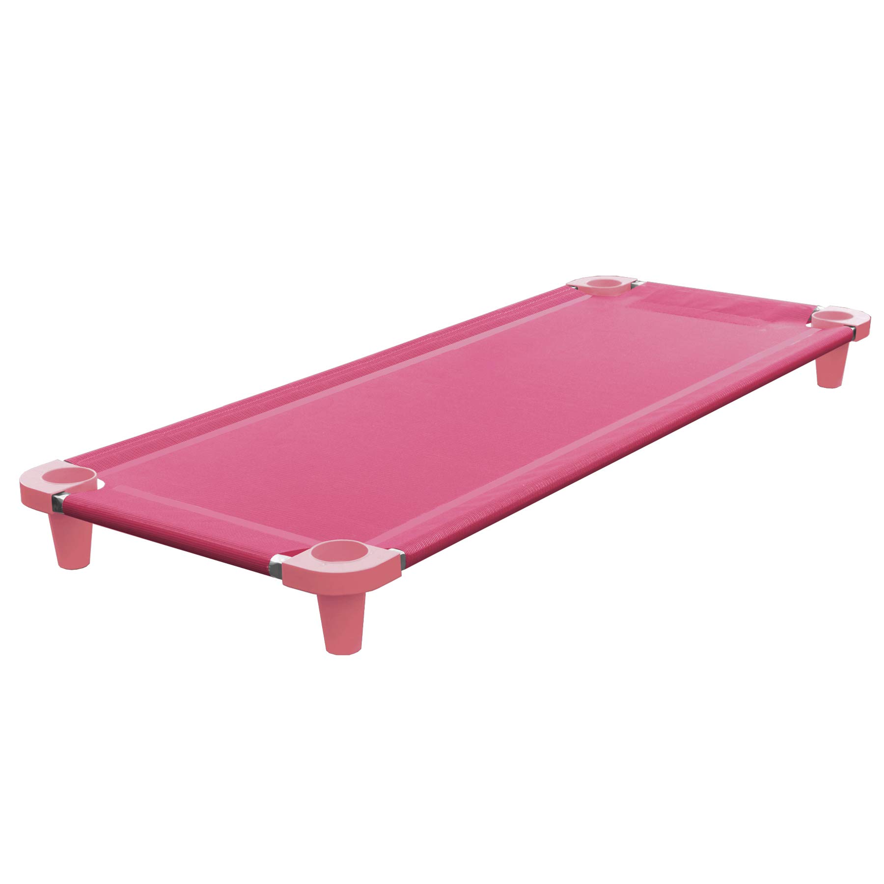 Acrimet Nap Cot for Kids, Portable Toddler Child Bed, Stackable, 52" L (Stainless Steel Tubes) (Pink Breathable Mesh Fabric - Pink Feet) (1 Pack)