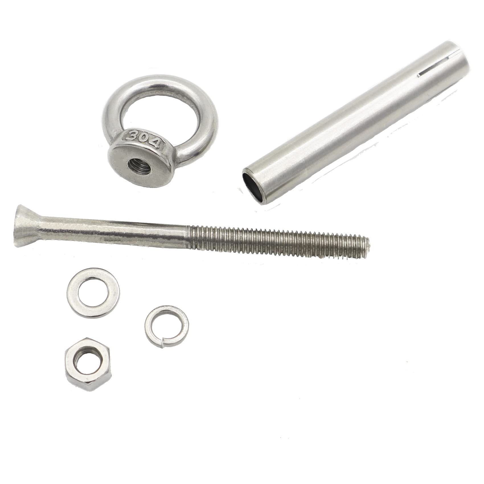 Expansion Eyebolt M6 X 80mm,5pcs Expansion Bolts 304 Stainless Steel Ring Lifting Bolt with Eye Anchor Concrete Heavy Duty Ring Screw Closed Hook Anchor Bolt,Concrete Eye Bolt