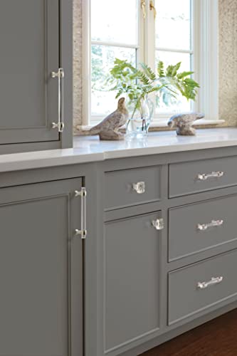 Amerock | Cabinet Pull | Clear/Polished Nickel | 3-3/4 inch (96 mm) Center to Center | Glacio | 1 Pack | Drawer Pull | Drawer Handle | Cabinet Hardware