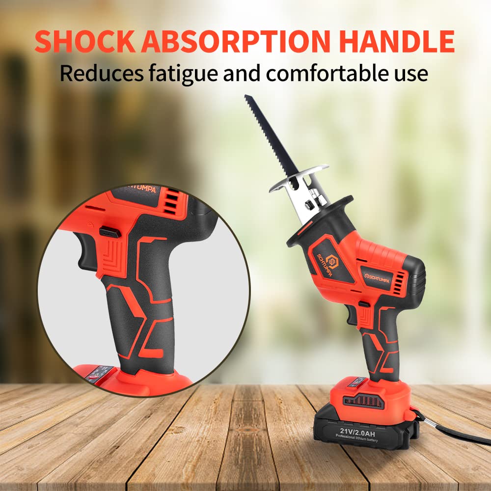 21V Cordless Reciprocating Saw (Brushless Motor),2-Speed mode Reciprocating Saw with 2Ah Battery and Charger for Wood/Metal/PVC Cuting(Compatible with Makita Battery)