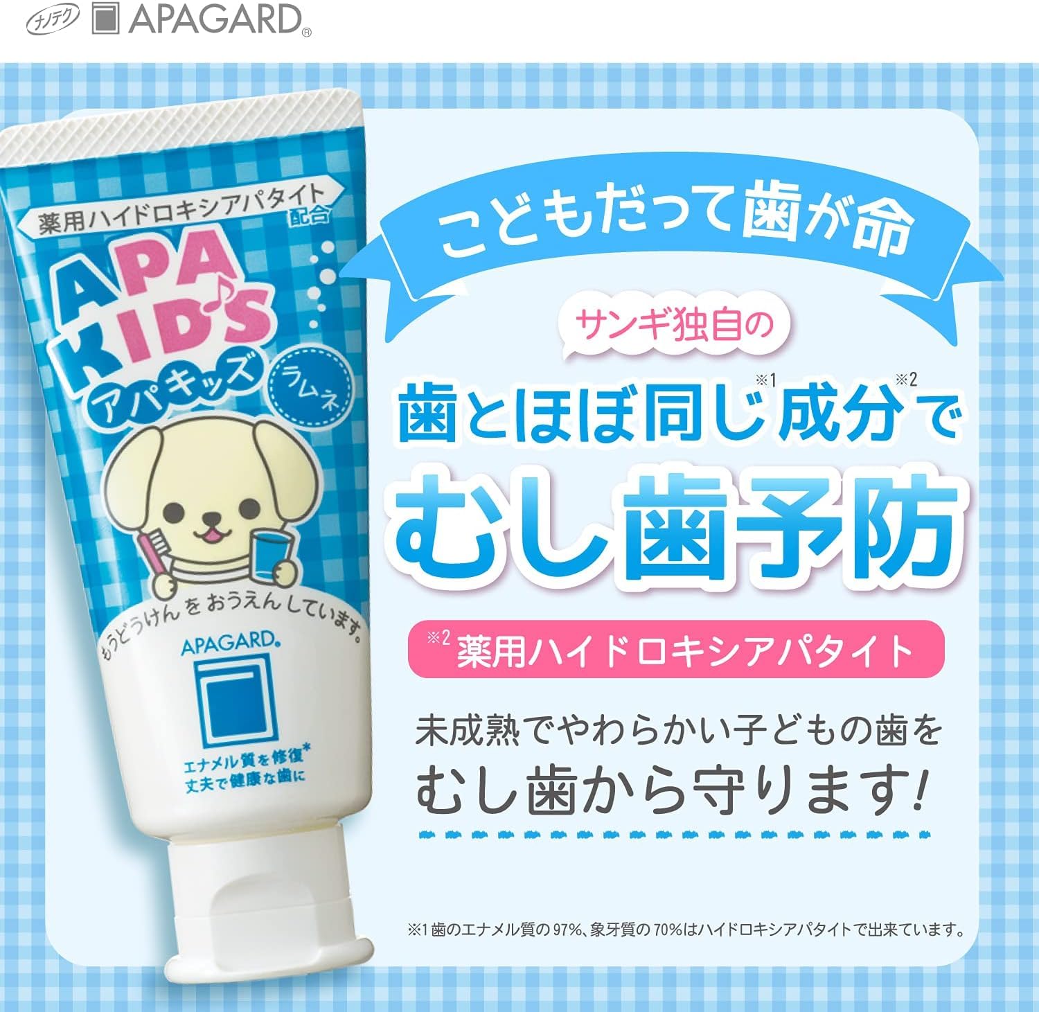 Apa-Kids toothpaste 60g | the first nanohydroxyapatite remineralizing toothpaste for kids (set of 2) .pack