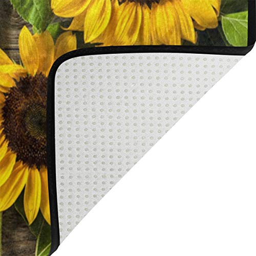 ALAZA Beautiful Sunflower on Wooden Area Rug Rugs for Living Room Bedroom 5'3"x4'