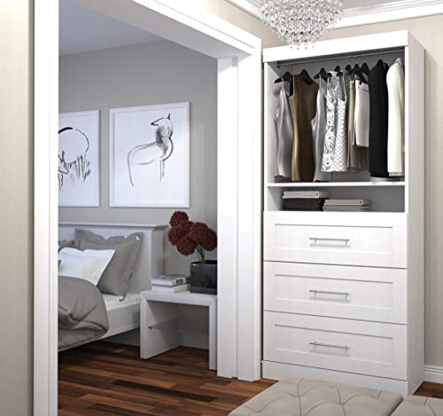 Bestar Pur Shelving Unit with 3 Drawers in White, 36W