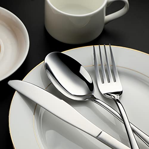 Wyt Dinner Knives Set of 8, Stainless Steel 8 Piece Dinner Knife, Silverware Cutlery Table Knives 9.1-Inch, Mirror Polish and Dishwasher Safe