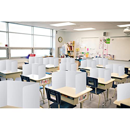 20Pcs 14 x 17.5 x 14 Inch Plastic Privacy Boards for Student Desks Boards Durable and Waterproof Folders Shields Test Desk Dividers Classroom Privacy Boards for School Study Teacher Supplies(White)